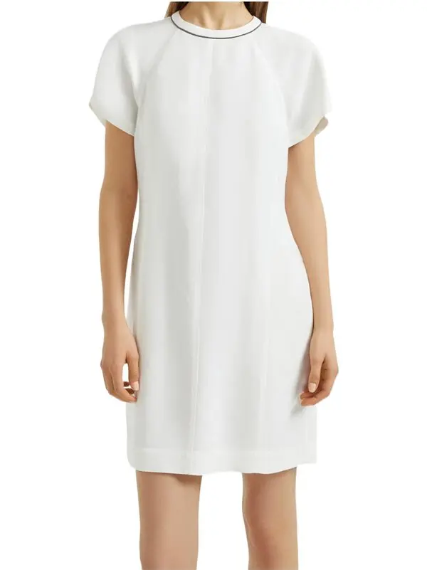 Brunello Cucinelli Monili Chain-detail Twill Mini Dress - Ivory
