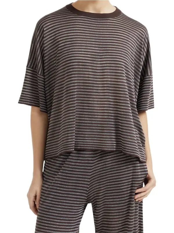 Brunello Cucinelli Striped Crewneck T-shirt - Black