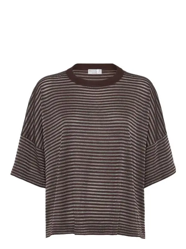 Brunello Cucinelli Striped Crewneck T-shirt - Black