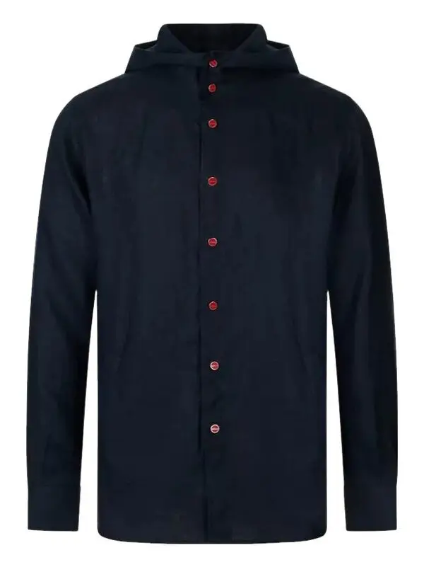Kiton Hooded Button-up Shirt - Blue