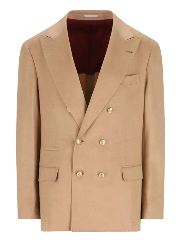 Brunello Cucinelli Double-breasted Blazer - Tan