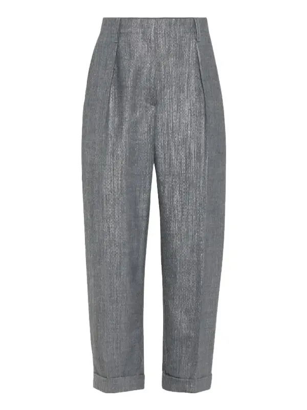 Brunello Cucinelli Pleated Twill Trousers - Gray