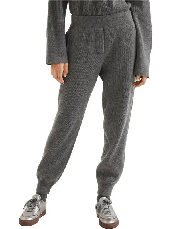 Brunello Cucinelli Ribbed Cashmere Trousers - Black