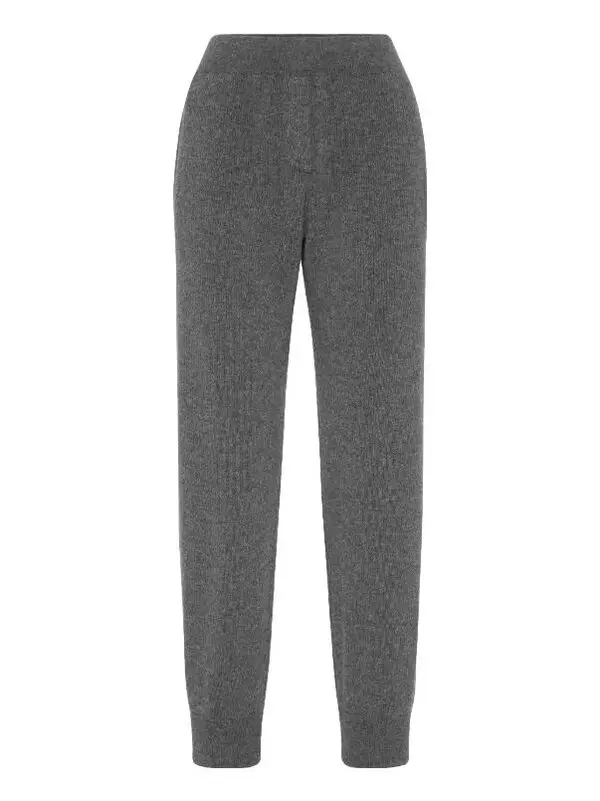 Brunello Cucinelli Ribbed Cashmere Trousers - Black