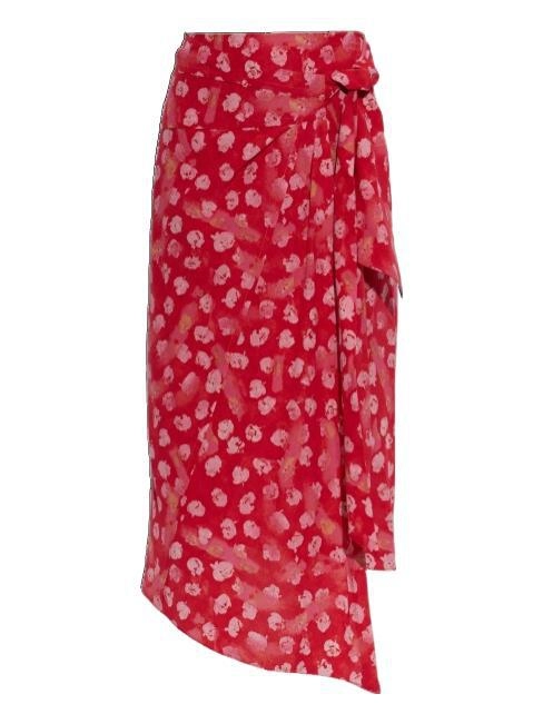 Isabel Marant Étoile Asymmetrical Printed Midi Skirt - Red