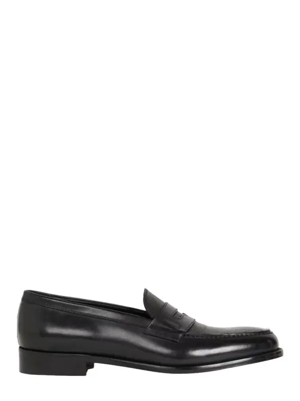 Etro Leather Loafers With Paisley Detail - Black