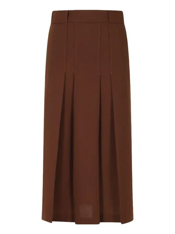 SEMICOUTURE Belted Pleated Hem Skirt - Canyon