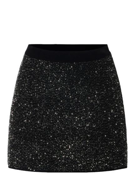 Elisabetta Franchi Sequin Embellished Knit Mini Skirt - Black/silver