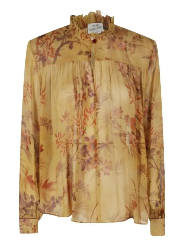 FORTE_FORTE Long-sleeved Printed Shirt - Brown