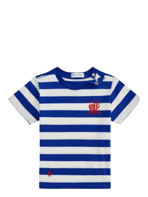 Polo Ralph Lauren Striped Cotton T-shirt With Logo - Blue