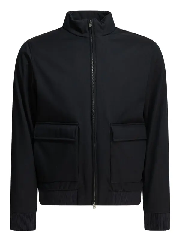 Herno 3 Layers Wool Storm Bomber Jacket - Blue