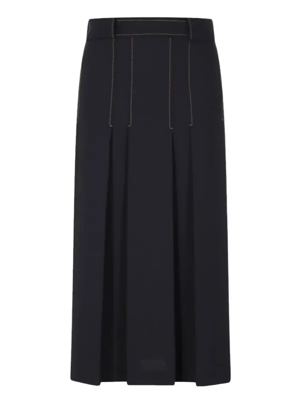 SEMICOUTURE Belted Skirt With Contrast Stitching - Blue