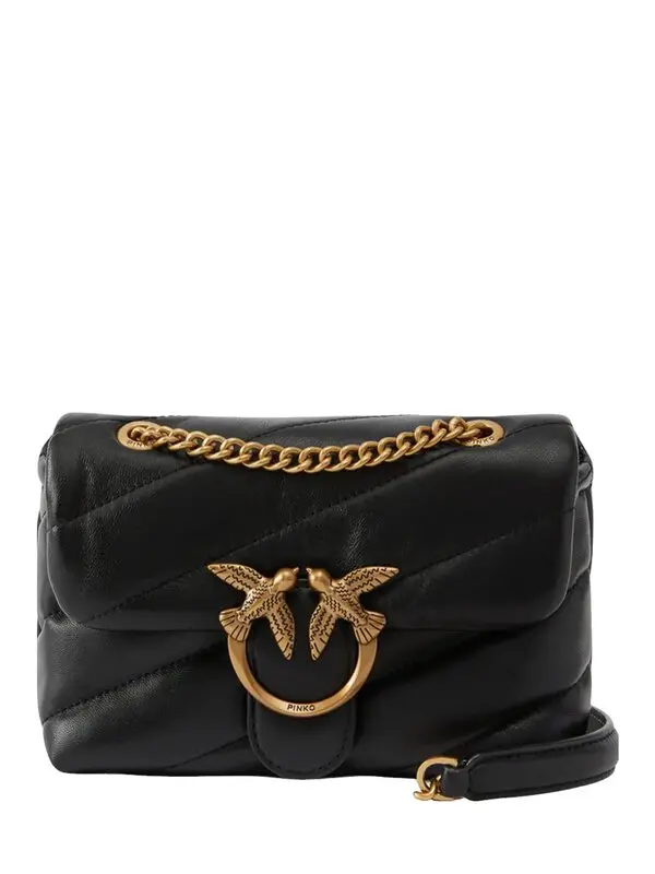 Pinko Quilted Leather Shoulder Bag - Black