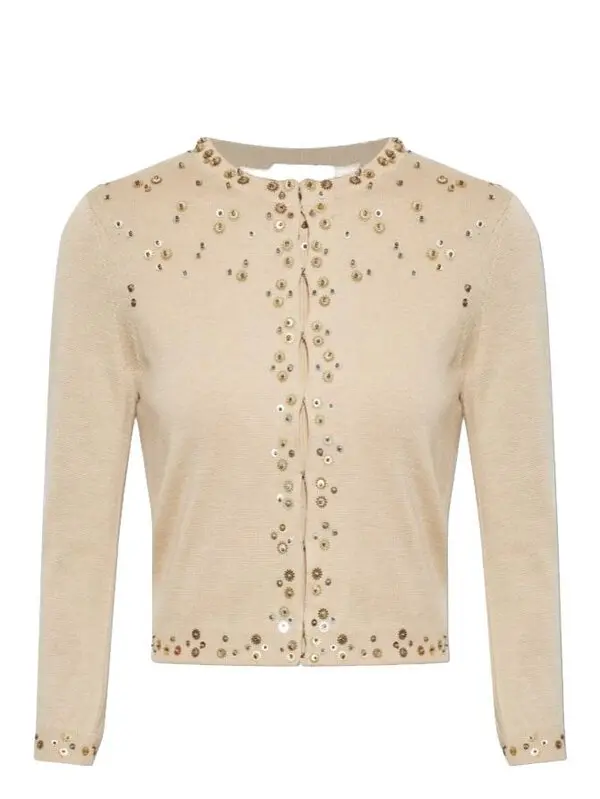 Isabel Marant Étoile Crew Neck Embellished Cardigan - Beige