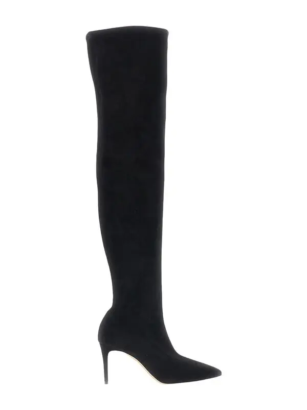 Casadei Pointed Toe Stiletto Heel Tall Boots - Black