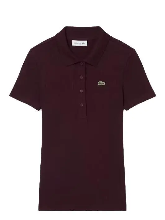 Lacoste Slim Fit L.12.12 Ribbed Cotton Polo Shirt - Chestnut Brown