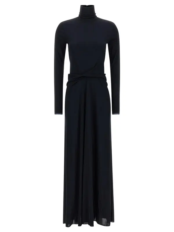 Fabiana Filippi High Neck Long Sleeve Maxi Dress - Blue