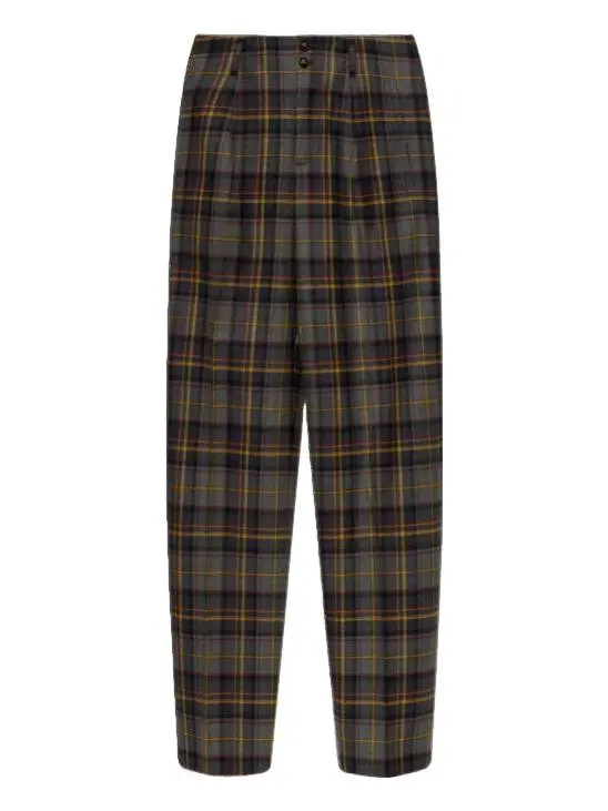 Etro Stretch Wool Trousers With Check Motif - Multiple Colors