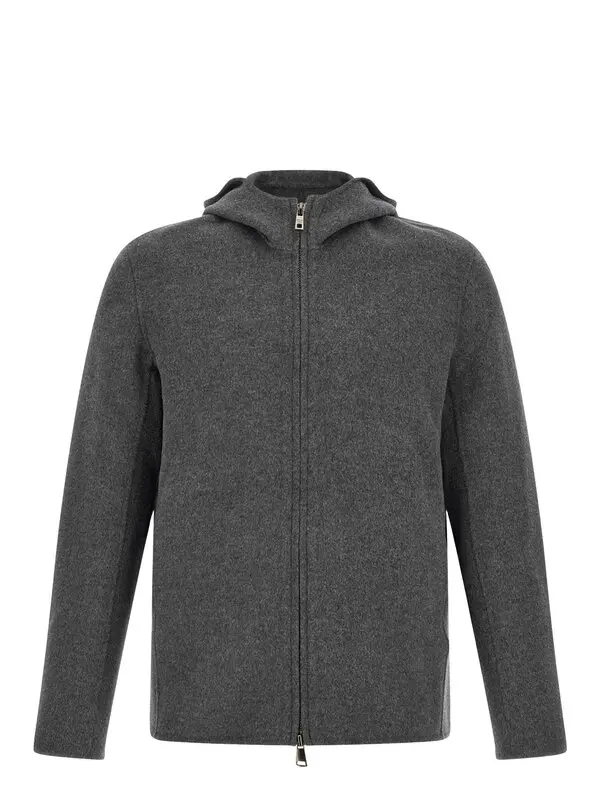 GIORGIO BRATO Hooded Jacket With Metal Trim - Gray