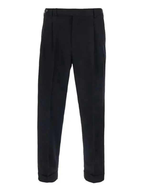 PT TORINO Tailored Carrot Fit Pleated Trousers - Black