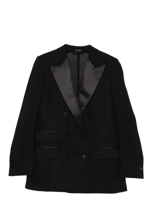 TOM FORD Double-breasted Blazer With Satin Peak Lapels - Black