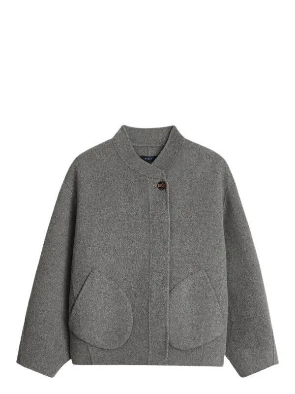 Soeur Short Wool Jacket With Asymmetrical Neckline - Grey