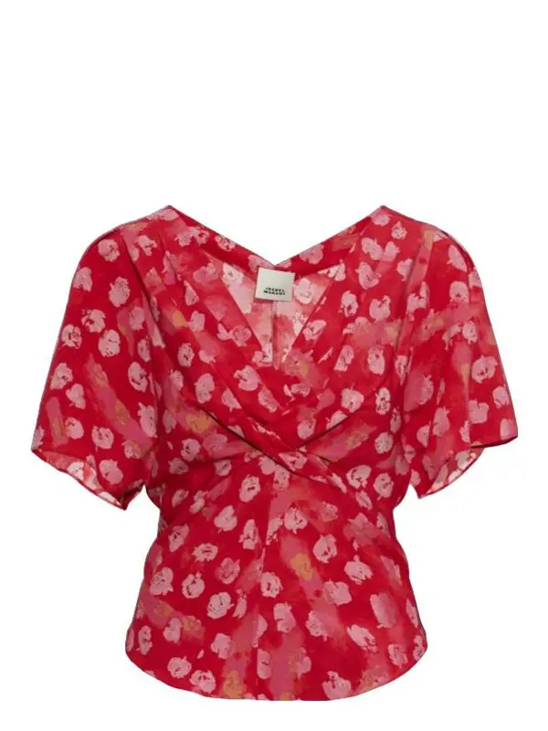 Isabel Marant Étoile Short-sleeved V-neck Printed Top - Red