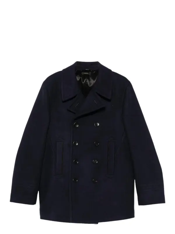 TOM FORD Double Breasted Coat - Dark Navy
