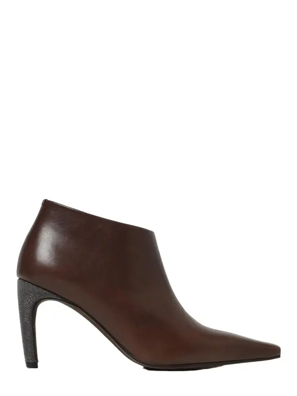 Brunello Cucinelli Pointed Toe Ankle Boots With Side Zipper - Black