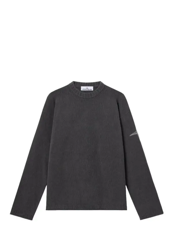 Stone Island Loose-fit Crewneck Jumper With Needle-punched Star - Black