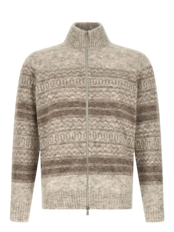 Brunello Cucinelli Jacquard Knit Zip-up Cardigan - No