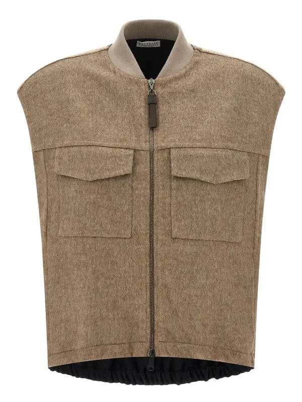Brunello Cucinelli Zip-up Cap Sleeve Gilet - No