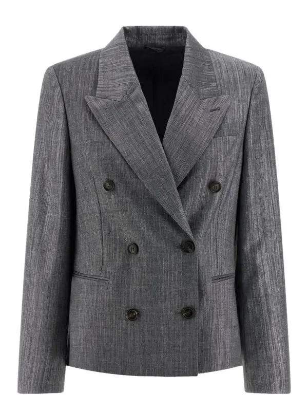 Brunello Cucinelli Monile Detailed Double-breasted Blazer - Black