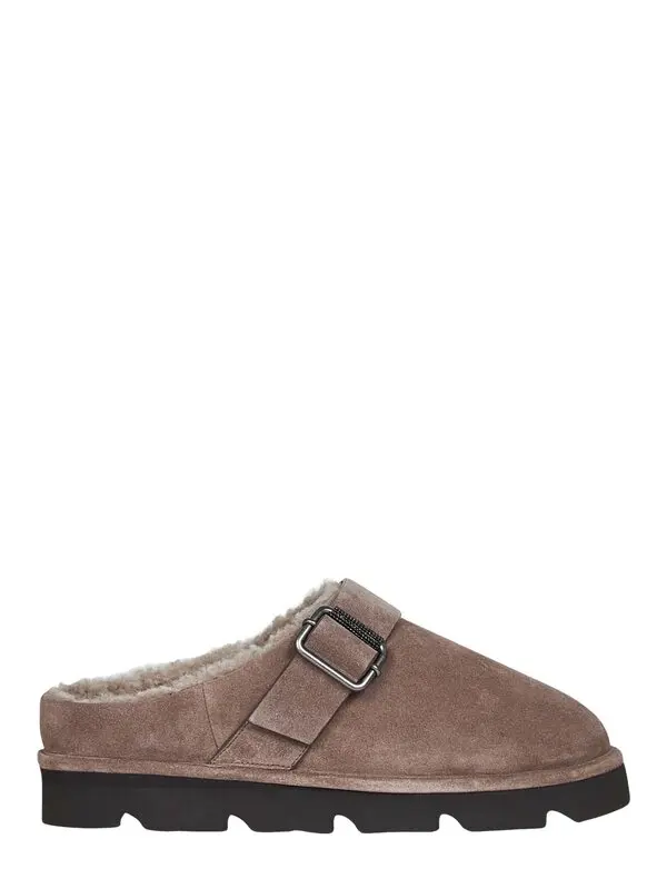 Brunello Cucinelli Round Toe Buckled Mules - Brown