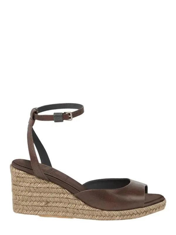 Brunello Cucinelli 55mm Monili-detail Espadrille Wedges - Brown