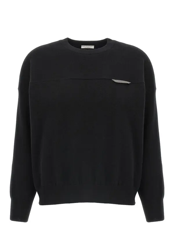 Brunello Cucinelli Monile Detailed Cropped Sweater - Black