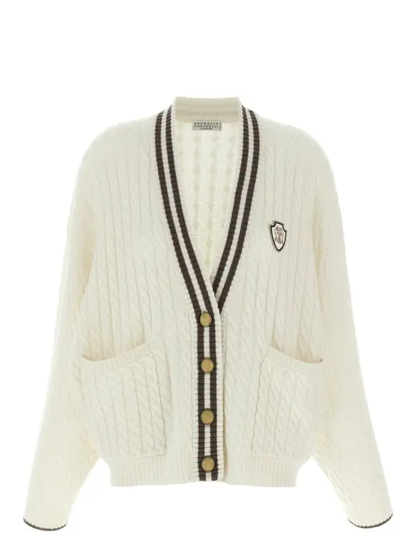 Brunello Cucinelli V-neck Braided Knit Cardigan - No