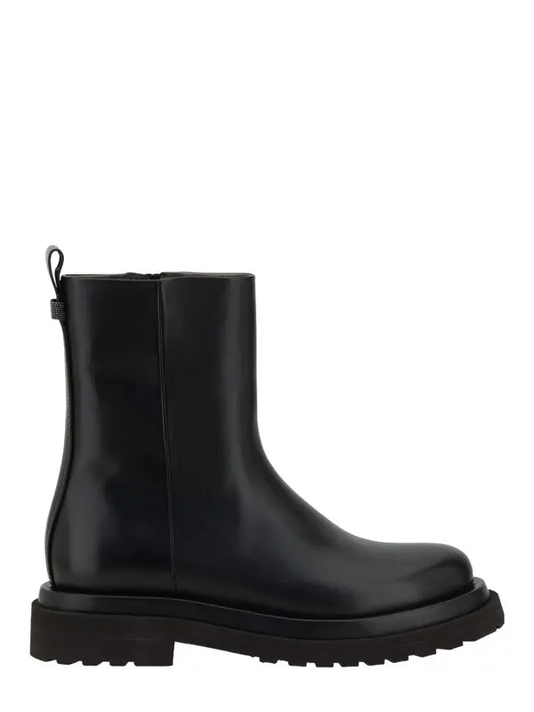 Brunello Cucinelli Zip Detail Block Heel Boots - Black