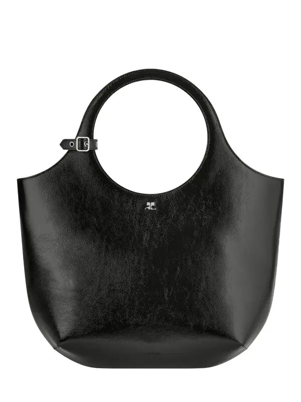 COURREGES Calfskin Medium Handbag - Black