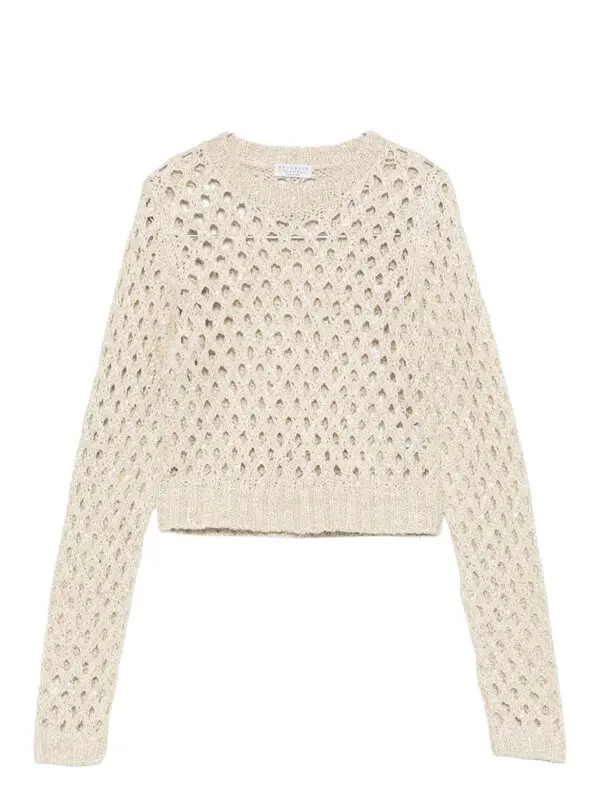 Brunello Cucinelli Open-knit Sequin Embellishment Sweater - Beige