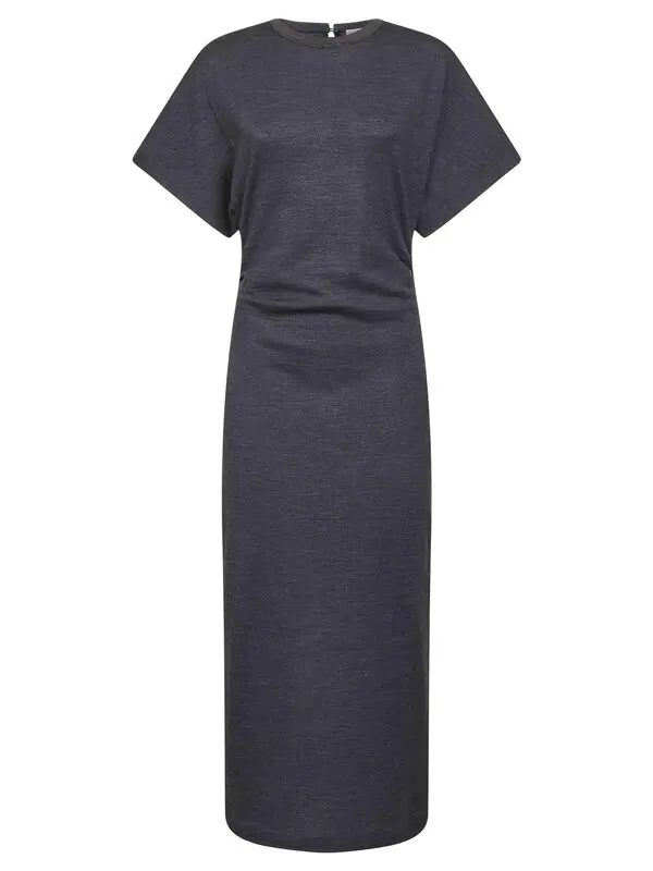 Brunello Cucinelli Crewneck Maxi Dress With Slit Detail - Black