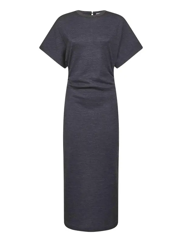 Brunello Cucinelli Crewneck Maxi Dress With Slit Detail - Black