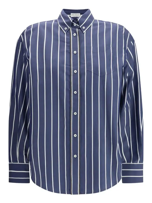 Brunello Cucinelli Striped Button-up Shirt - Blue