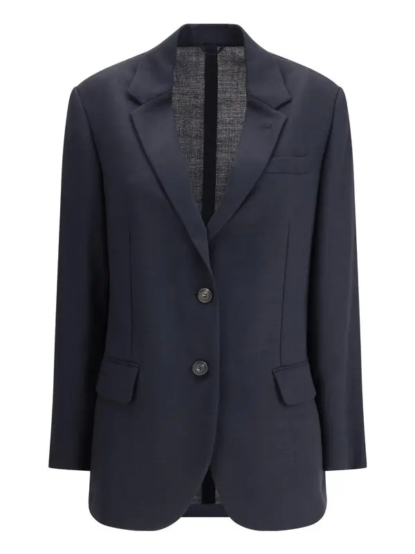 Brunello Cucinelli Two-button Belted Jacket - Black