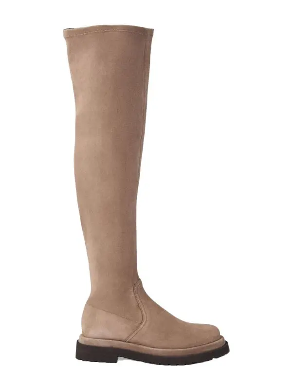Brunello Cucinelli Over-the-knee Suede Zip-up Boots - Brown