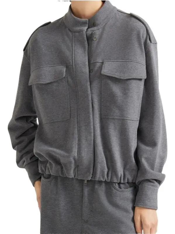 Brunello Cucinelli Flap-pocket Drawstring Bomber Jacket - Grey