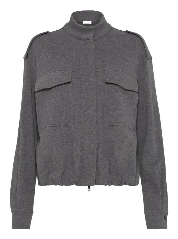 Brunello Cucinelli Flap-pocket Drawstring Bomber Jacket - Grey