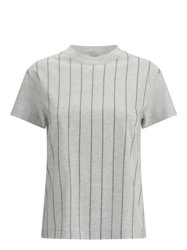 Brunello Cucinelli Striped Crewneck Short-sleeve T-shirt - No