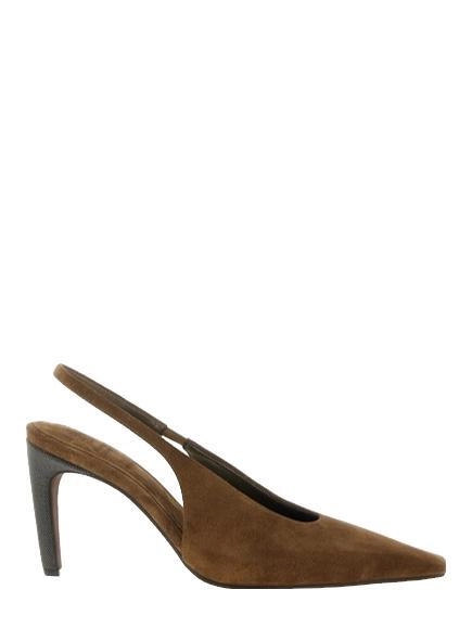 Brunello Cucinelli Square Toe Slingback Pumps - Brown