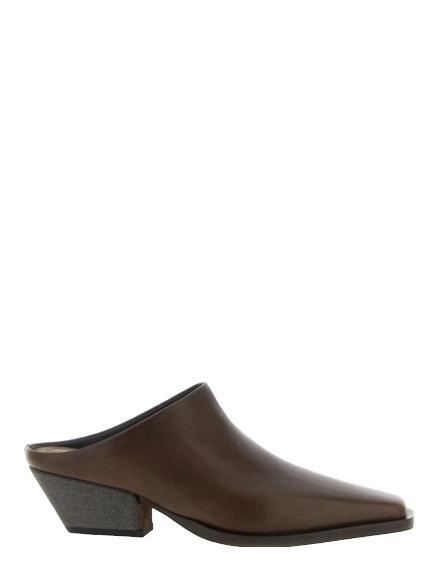 Brunello Cucinelli Square Toe Heeled Mules - Black